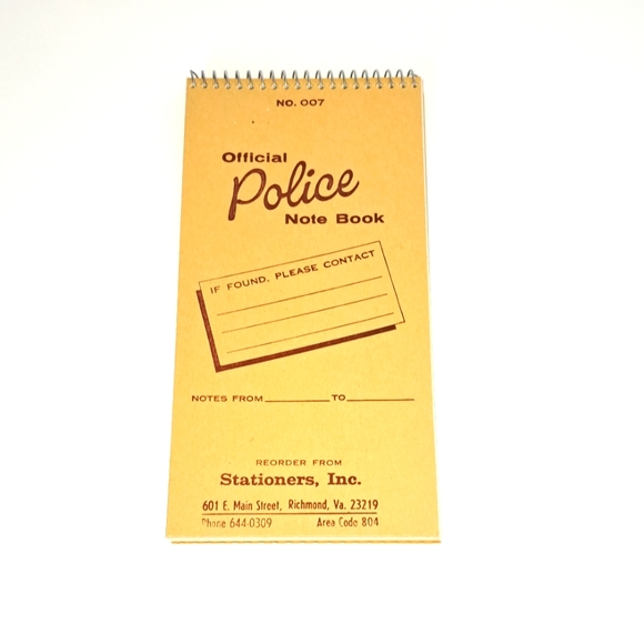 Other | Vintage Official Police Notebook 07 Stationeers Richmond ...